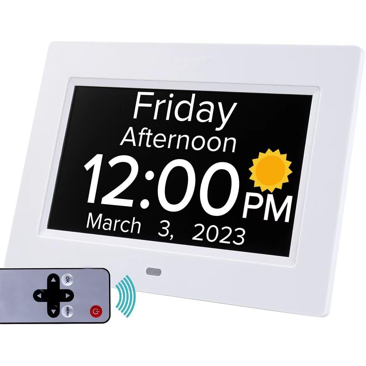7" Digital Calendar Clock with 8 Alarm/Medication Reminders (Black ...